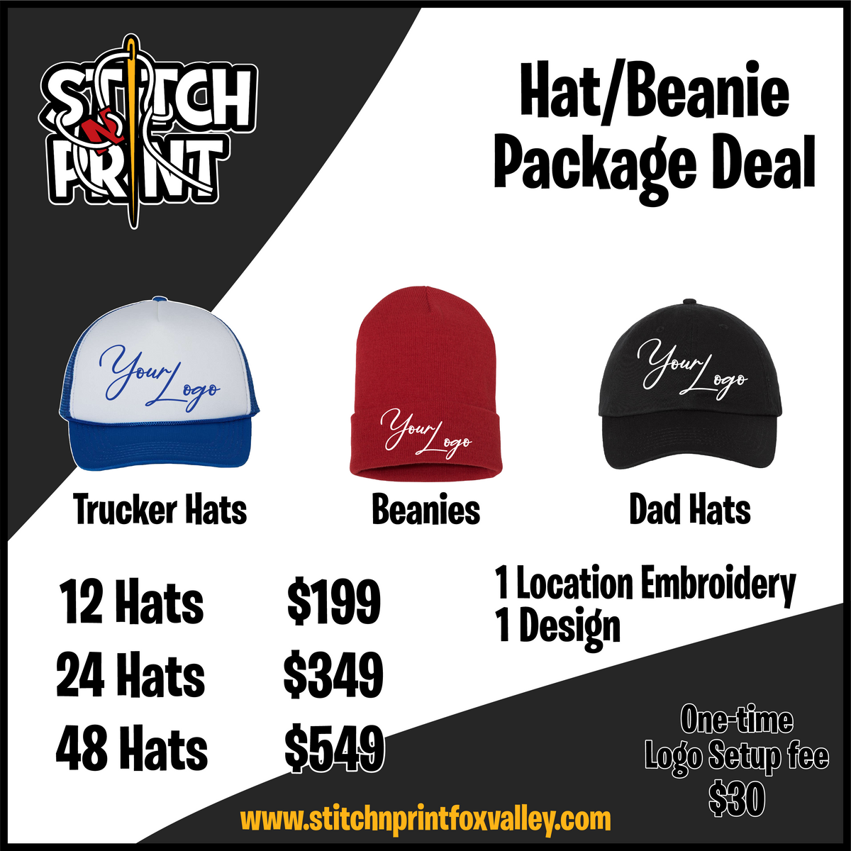 Hat/Beanie Package Deal – Stitch N Print Fox Valley